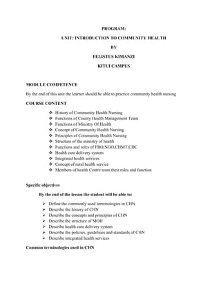 COMM HEALTH NOTES.doc