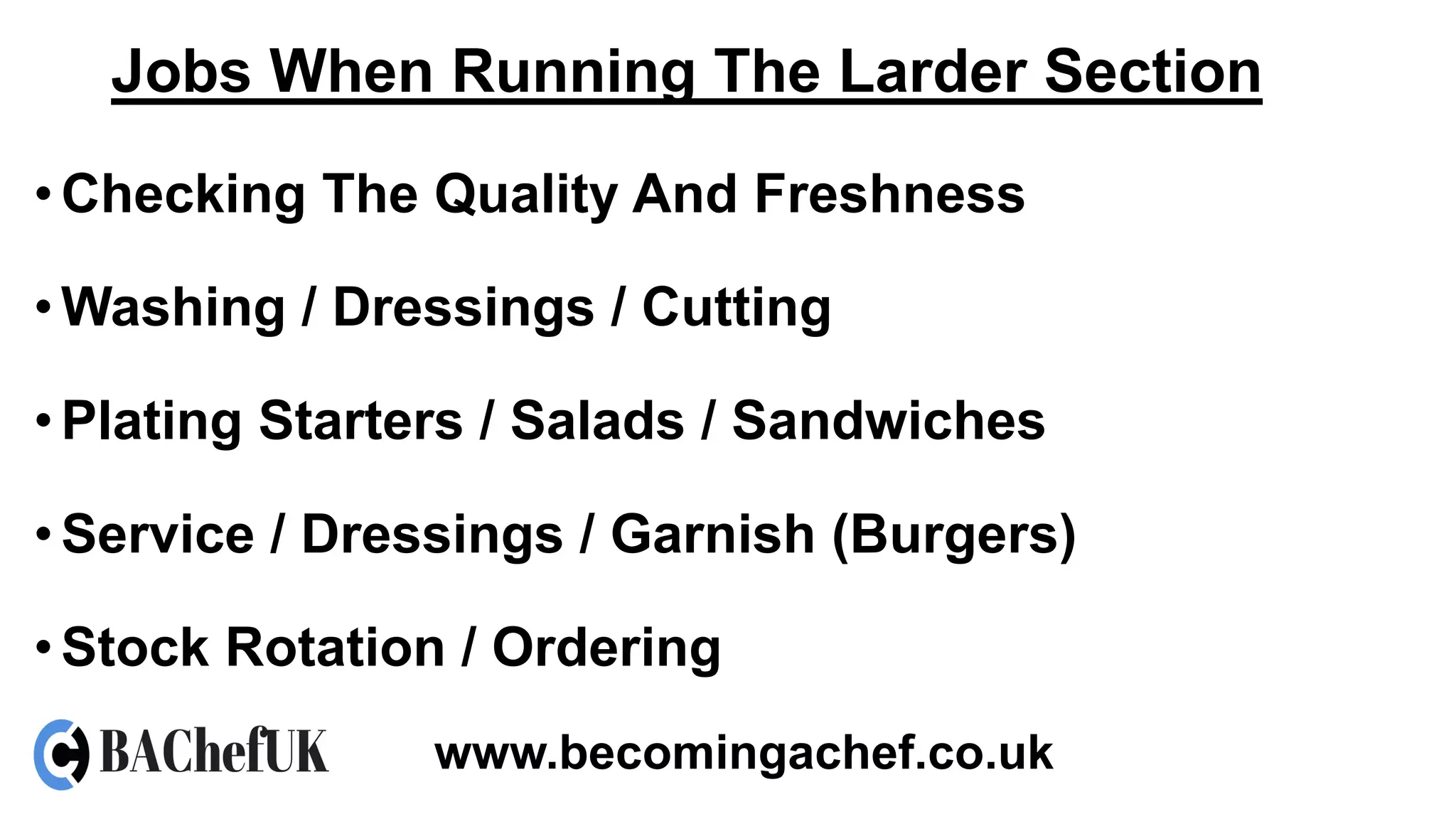 The Commis Chef Job Duties And Tips For The 'Larder Section' | PDF