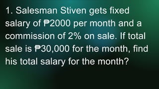 Commission word problem for Grade 6 Learners | PPTX