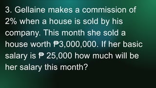 Commission word problem for Grade 6 Learners | PPTX