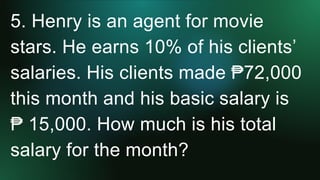 Commission word problem for Grade 6 Learners | PPTX