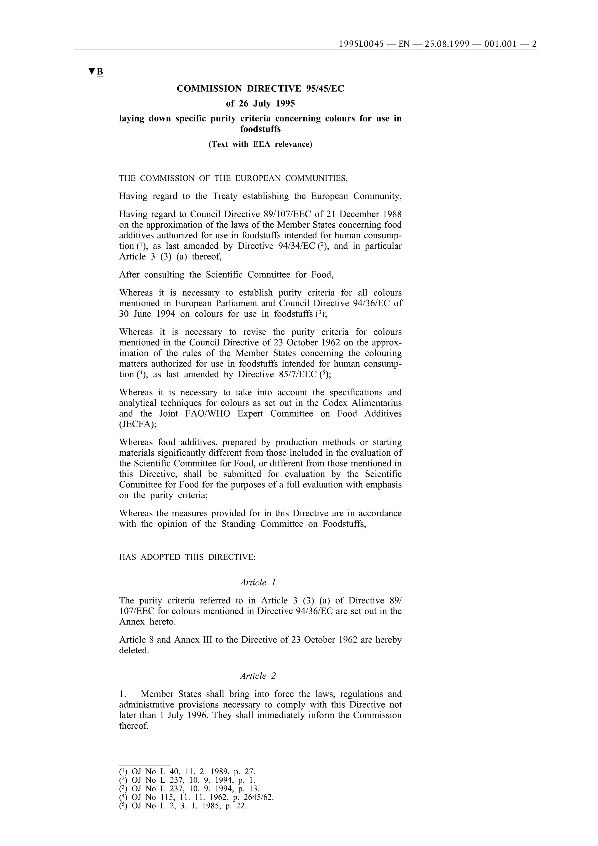 Commission directive 95 45-ec | PDF