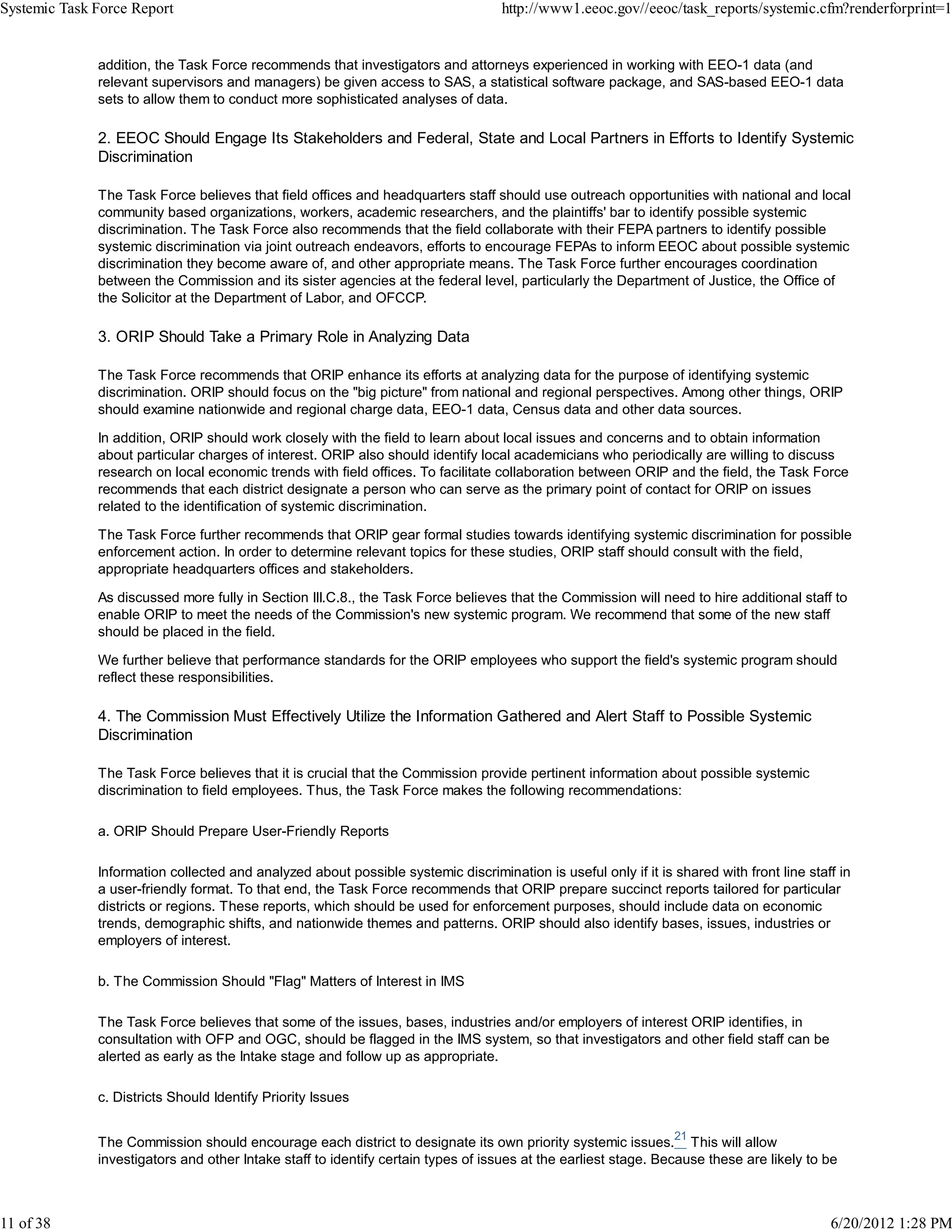 COMMISSIONER CHARGE - EEOC Systematic Task Force | PDF