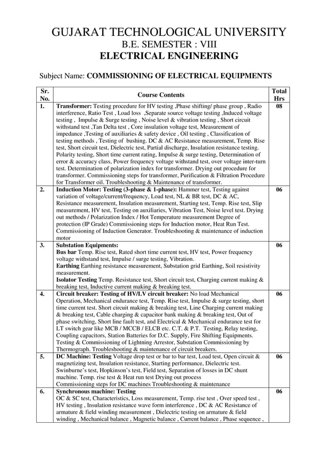 Commissioning of electrical equipments | PDF