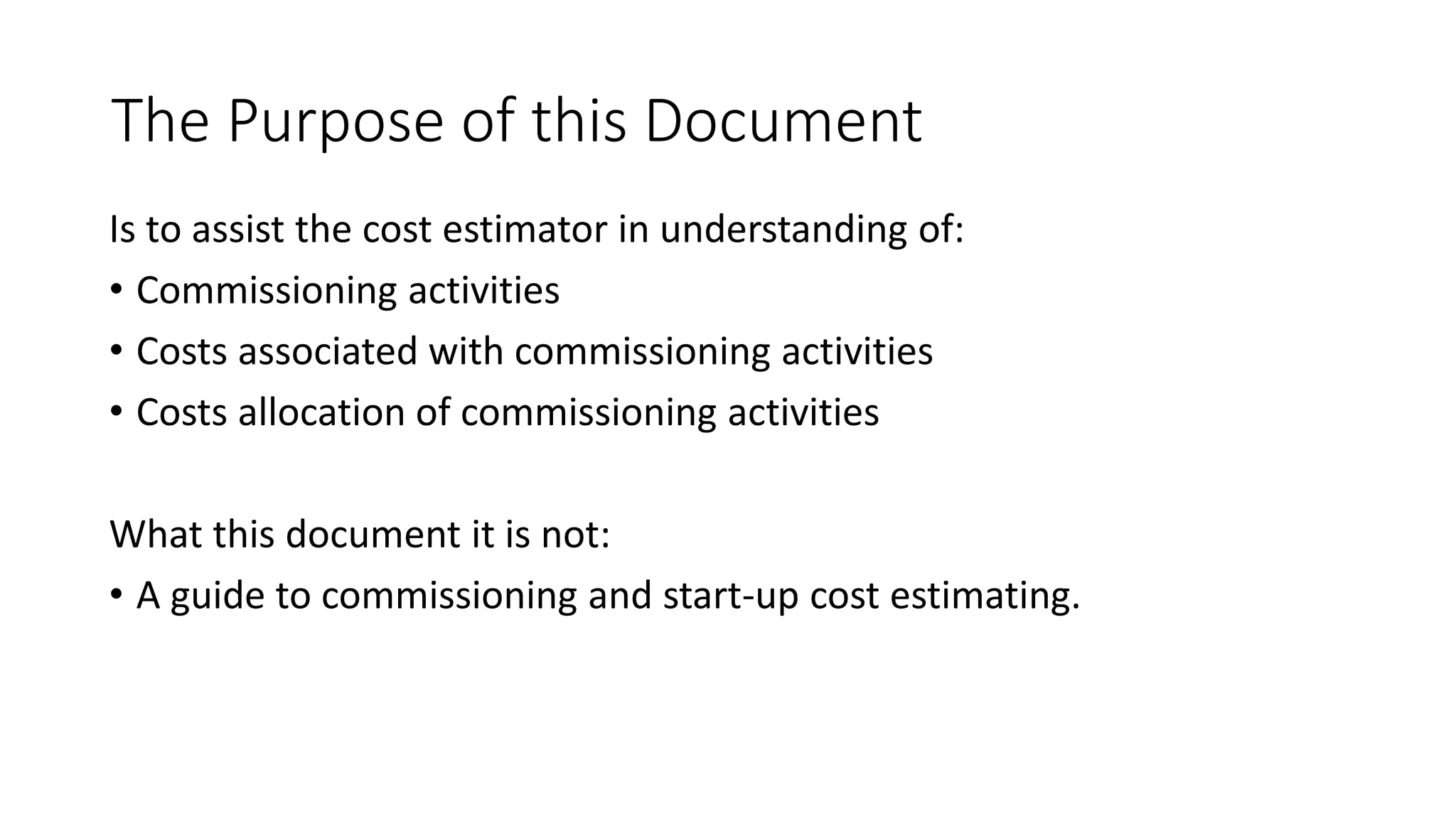 Commissioning of Industrial Projects - Cost Estimating Considerations ...