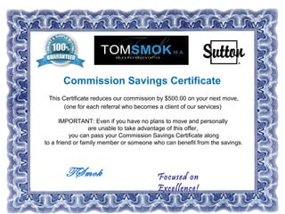 Commission savings certificate | ODP