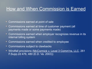 Commission Pay for Employees: Structuring Agreements & Defending Claims ...