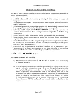 DMI Housing Finance - Commitment to customers | PDF