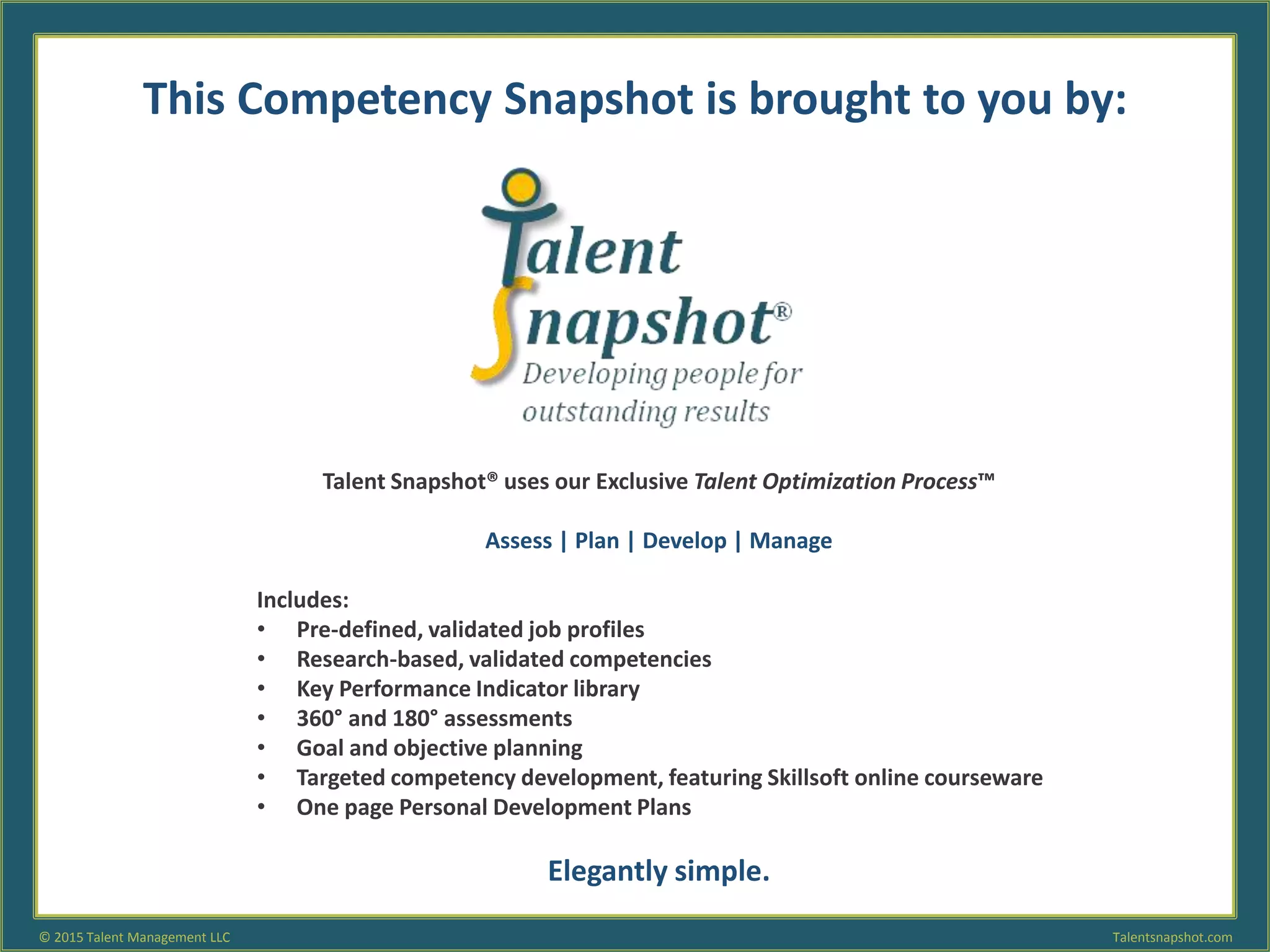 Competency Snapshot: Commitment to building customer relationships | PPTX