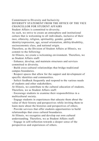 Commitment to Diversity and InclusivityDIVERSITY STATEMENT FROM .docx