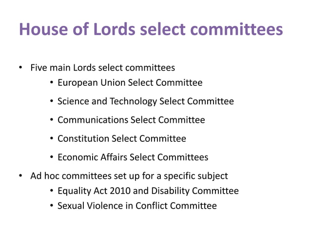 Introduction to Select Committees | PPT