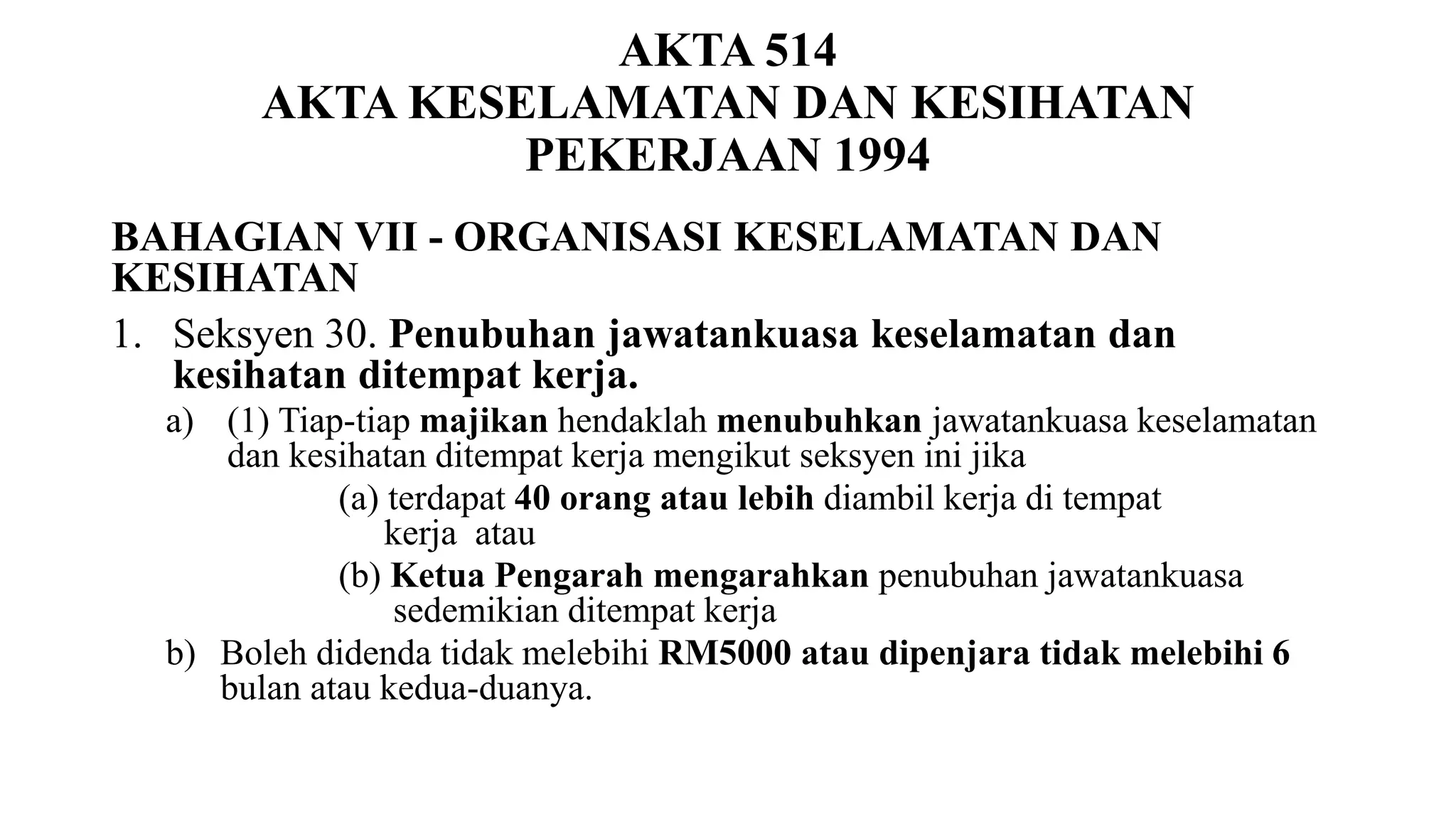 SAFETY HEALTH COMMITTEE IN WORKPLACE JKKP 1996 | PPTX
