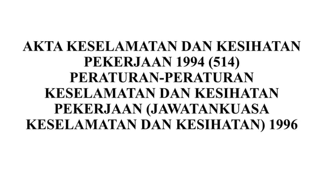 SAFETY HEALTH COMMITTEE IN WORKPLACE JKKP 1996 | PPTX