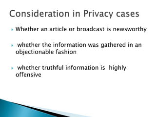 Comm law ppt invasion of privacy | PPT