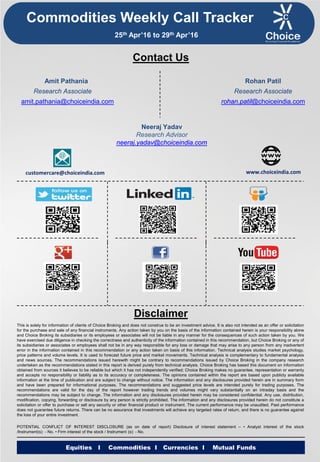 Commodities call tracker 25th apr'16 to 29th apr'16 | PDF