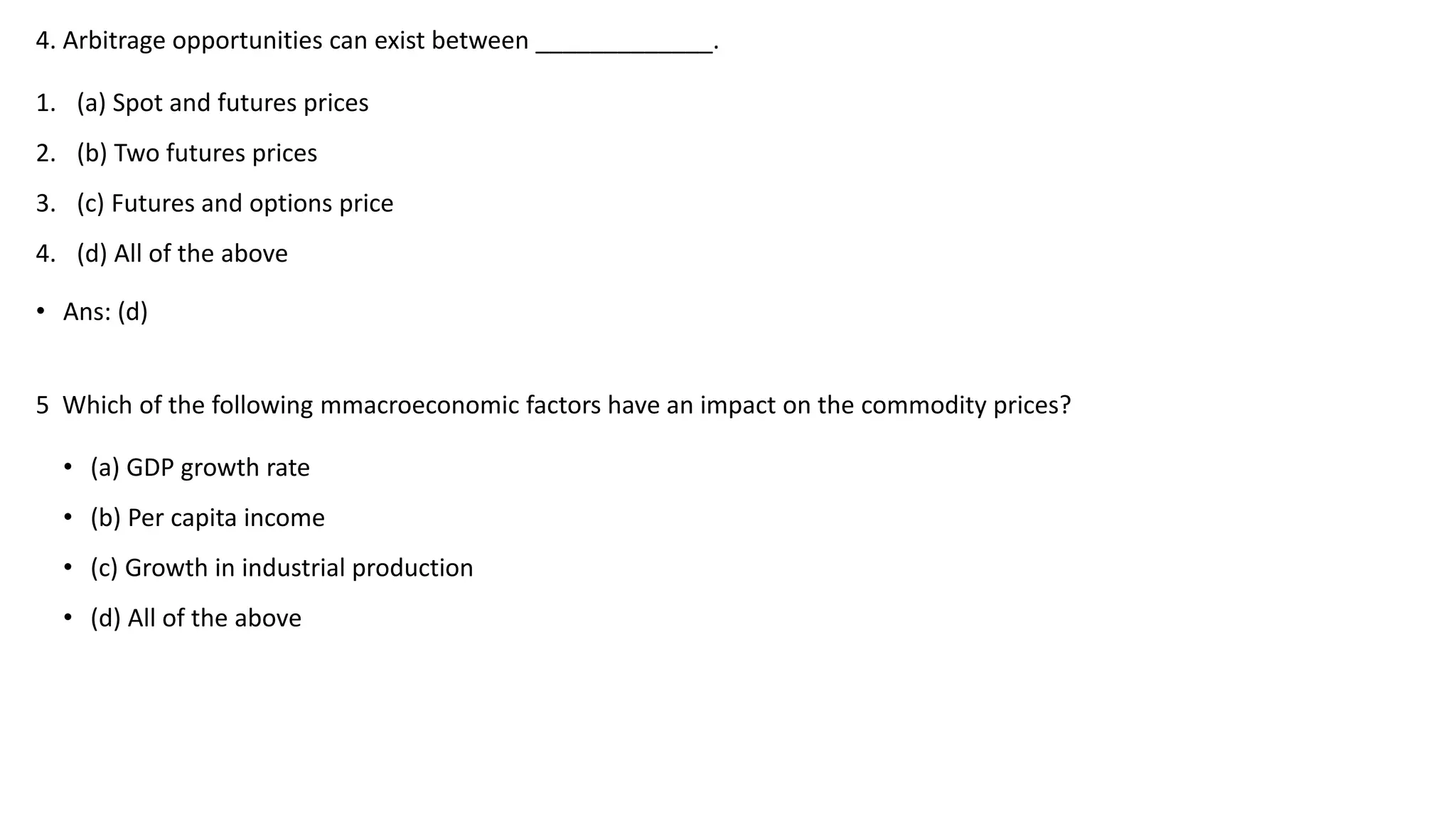 Commodities questionaire | PPTX