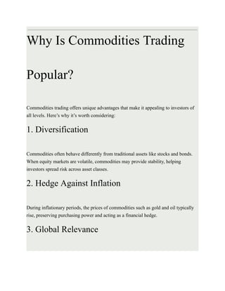 Commodities Trading: A Ultimate Guide (Beginners to Expert) | Skyriss | PDF