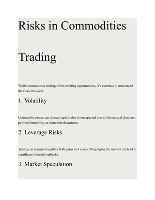 Commodities Trading: A Ultimate Guide (Beginners to Expert) | Skyriss | PDF
