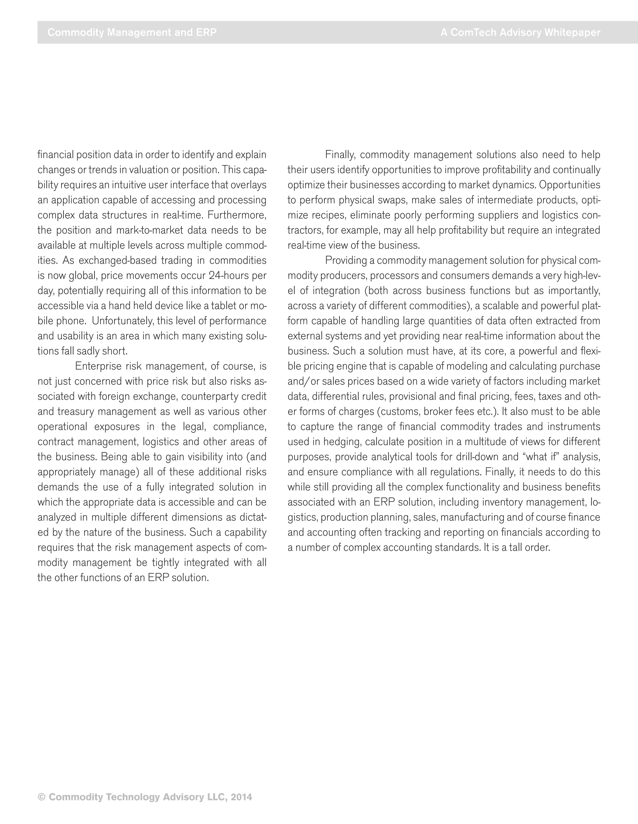 Commodity Management and ERP | PDF