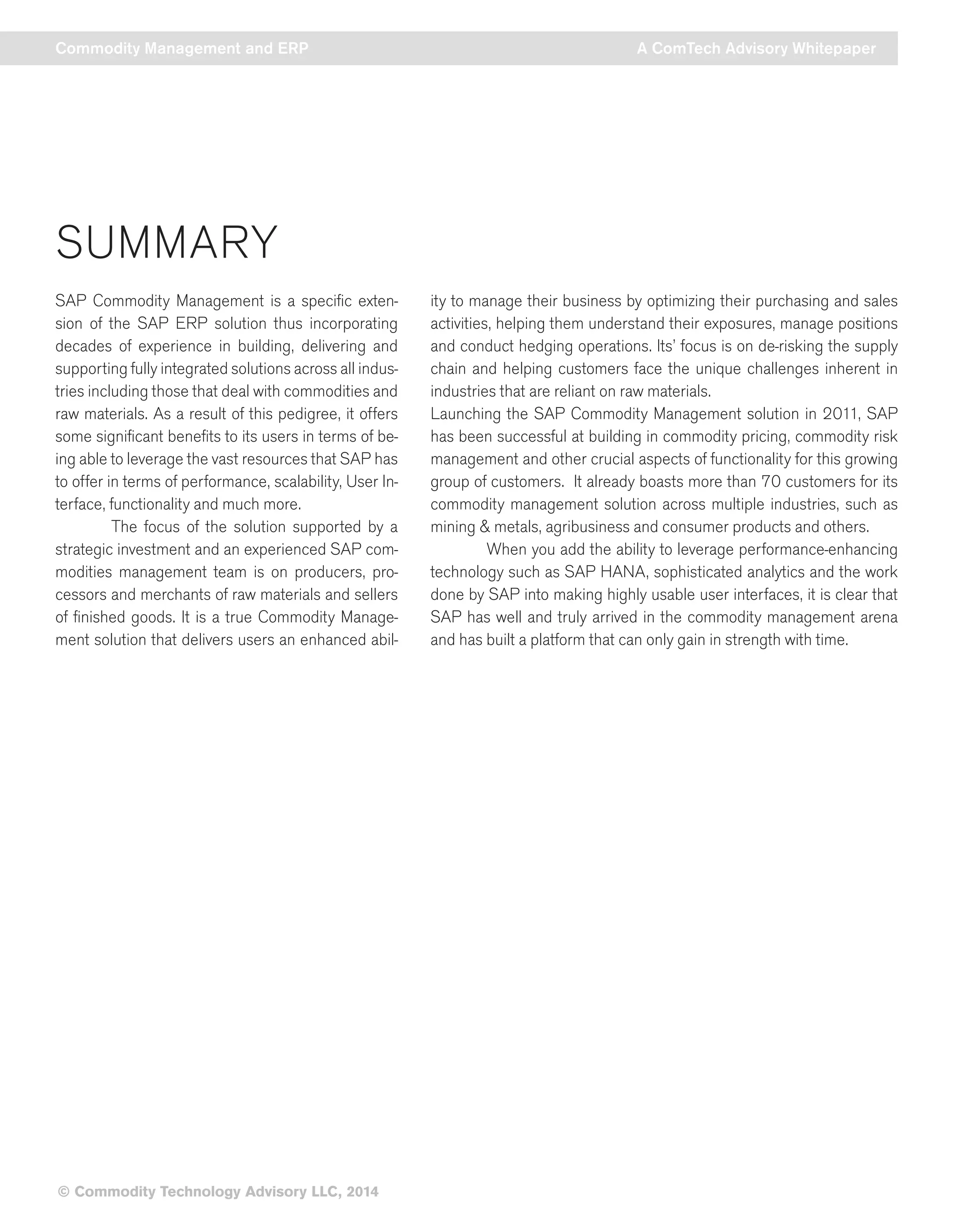 Commodity Management and ERP | PDF