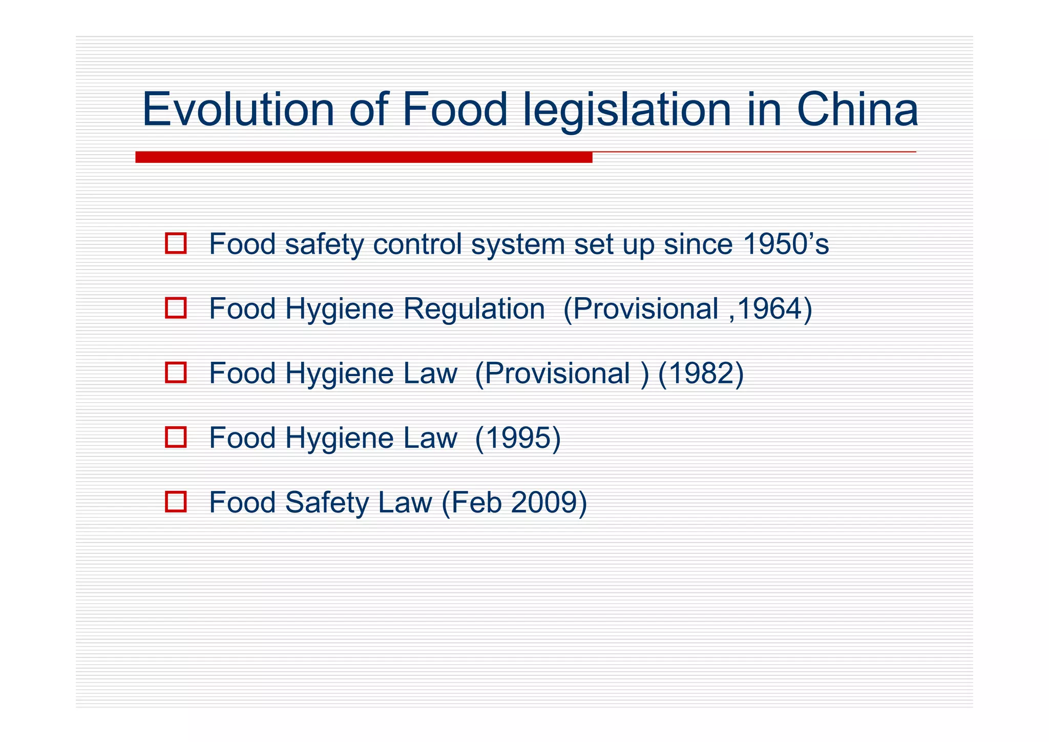 Food Regulatory Framework & Commodity food standards in china | PDF