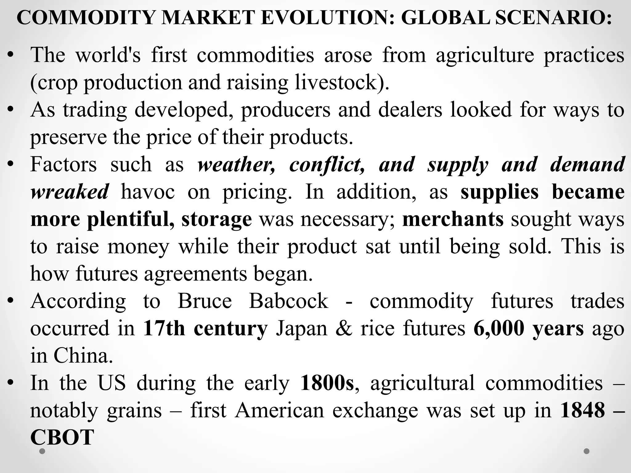 Commodity Market - Module I | PPTX