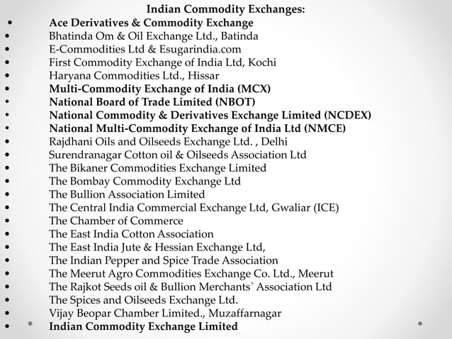 Commodity Market - Module I | PPTX