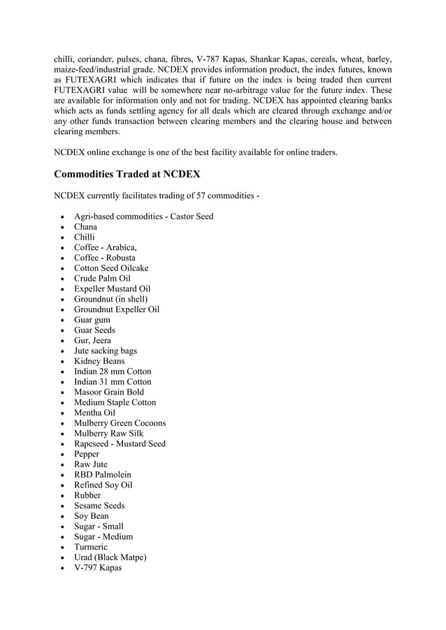 Commodity mrket assignment | PDF