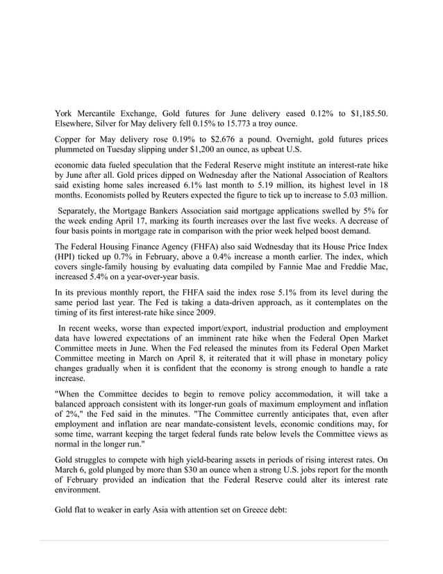 Commodity report 27 april 2015 Ways2Capital | PDF