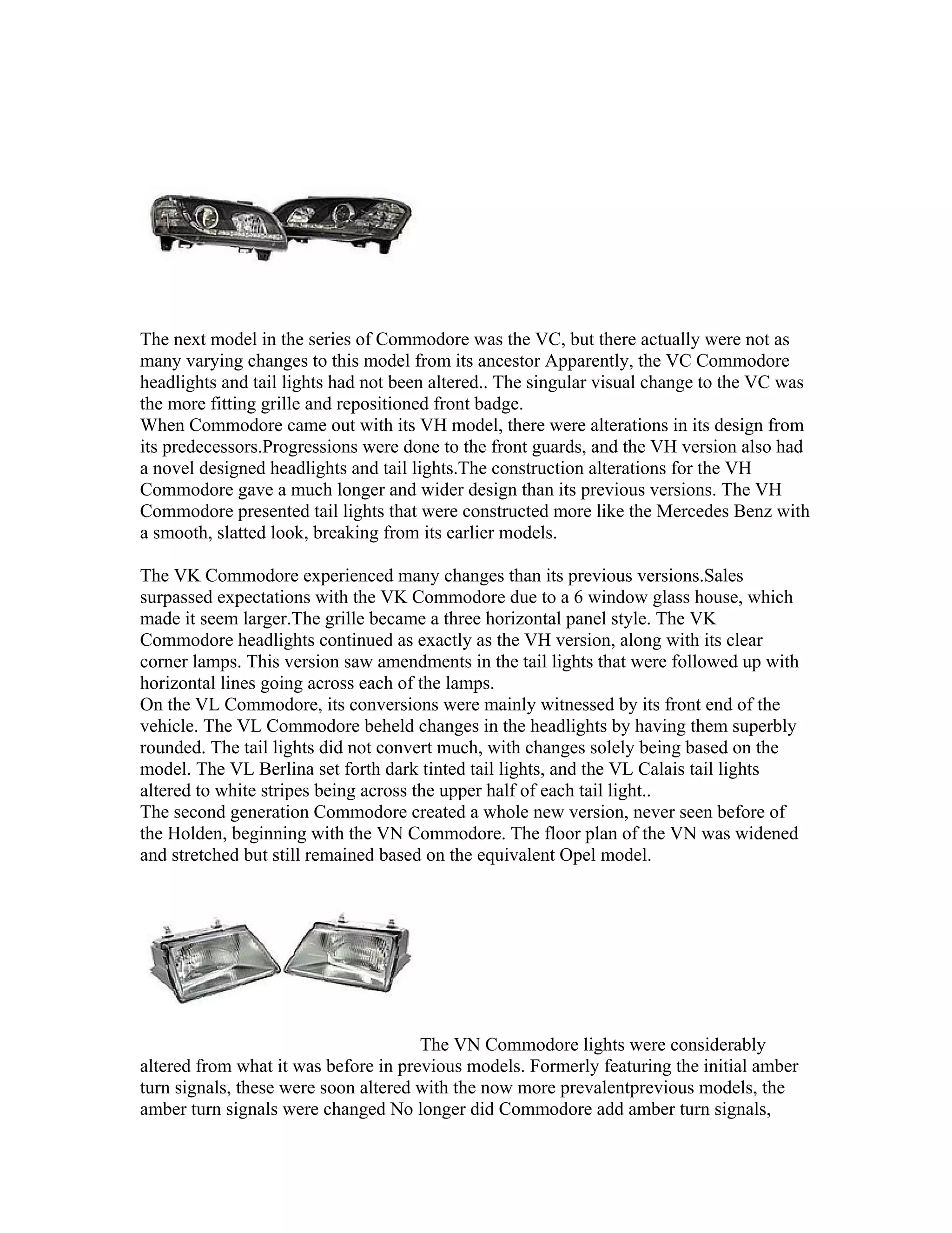 Commodore headlights2 | PDF