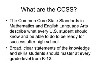 Common Core State Standards | PPT | Secondary Education | Education