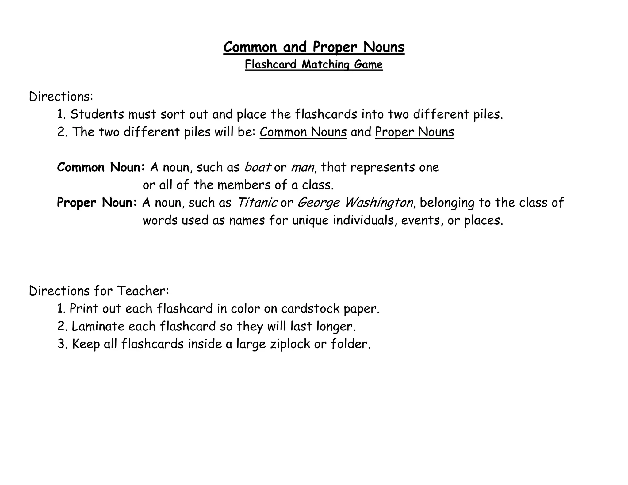Common and-proper-noun-flash-cards | PDF