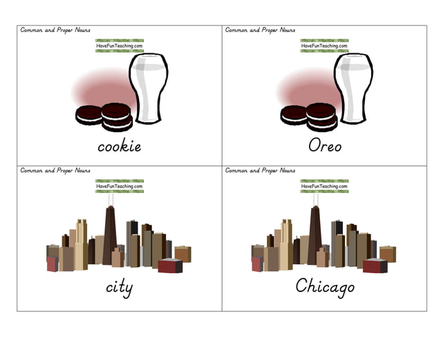 Common and-proper-noun-flash-cards | PDF | Desserts and Baking | Food ...