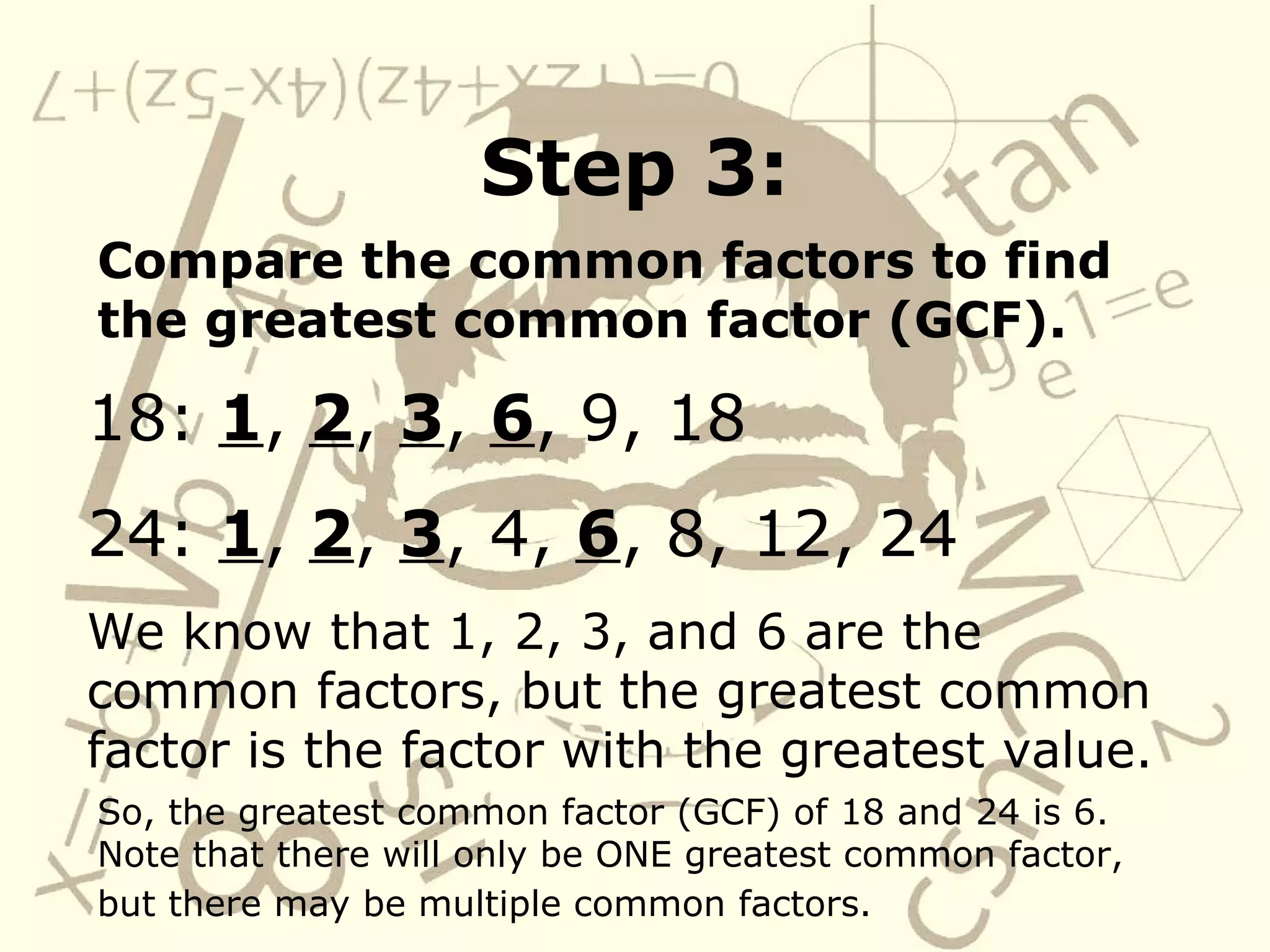 Common Factors And Greatest Common Factor | PPT