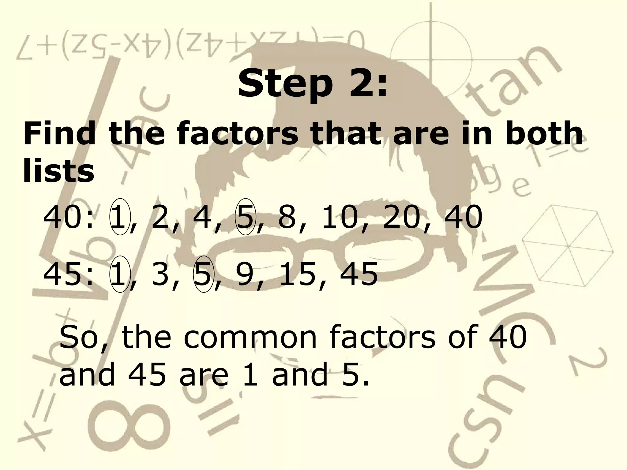 Common Factors And Greatest Common Factor | PPT