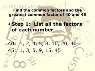 Common Factors And Greatest Common Factor | PPT