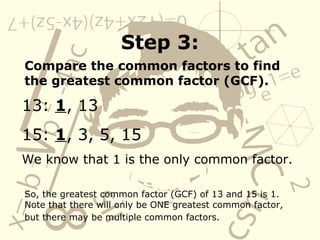 Common Factors And Greatest Common Factor | PPT