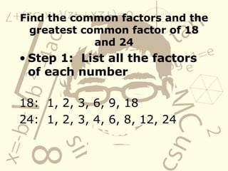 Common Factors And Greatest Common Factor | PPT