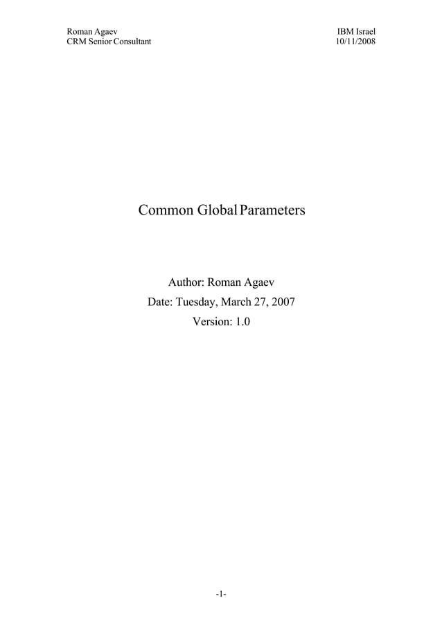 Common Global Parameters | PDF