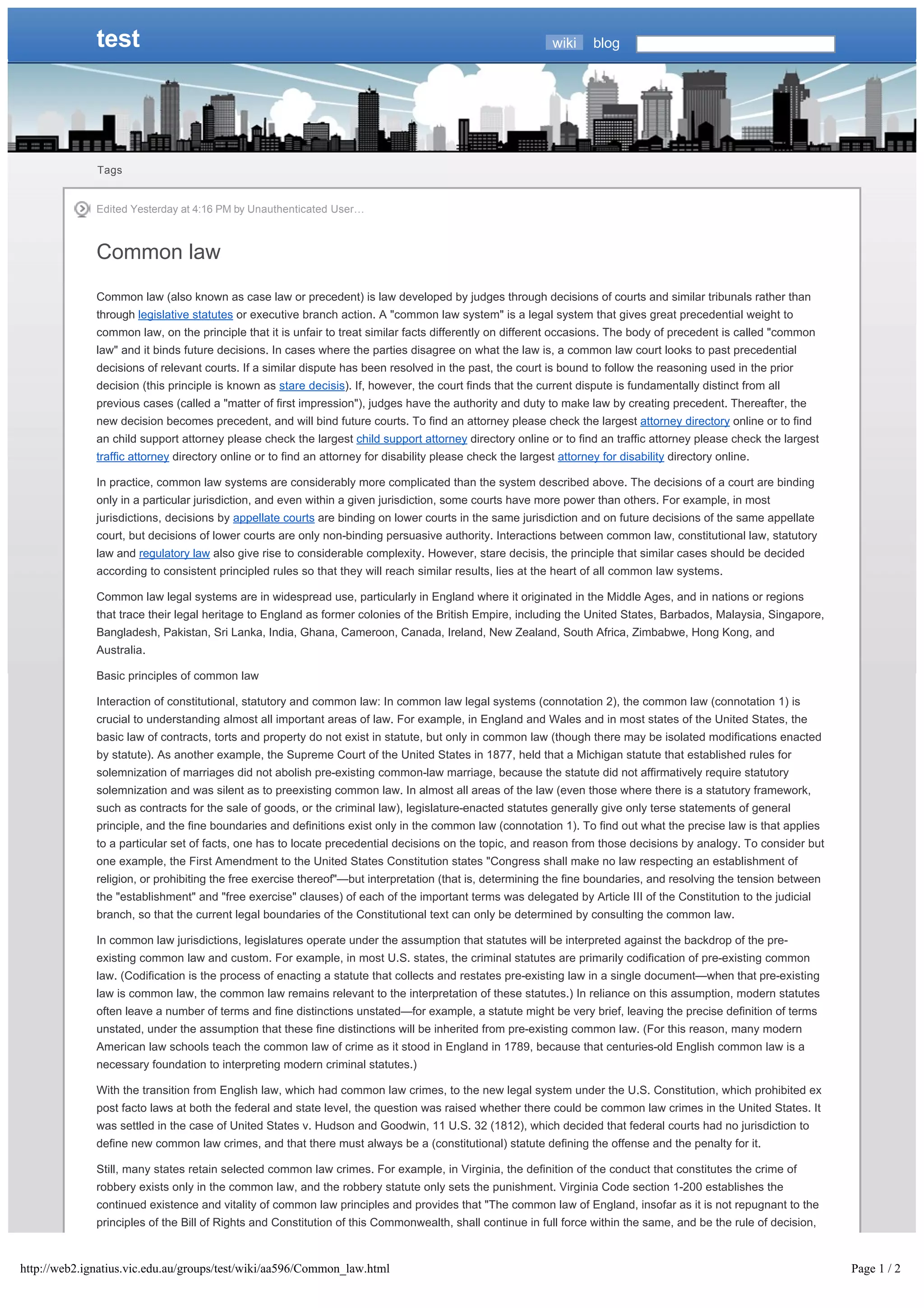 Common law | PDF | Law