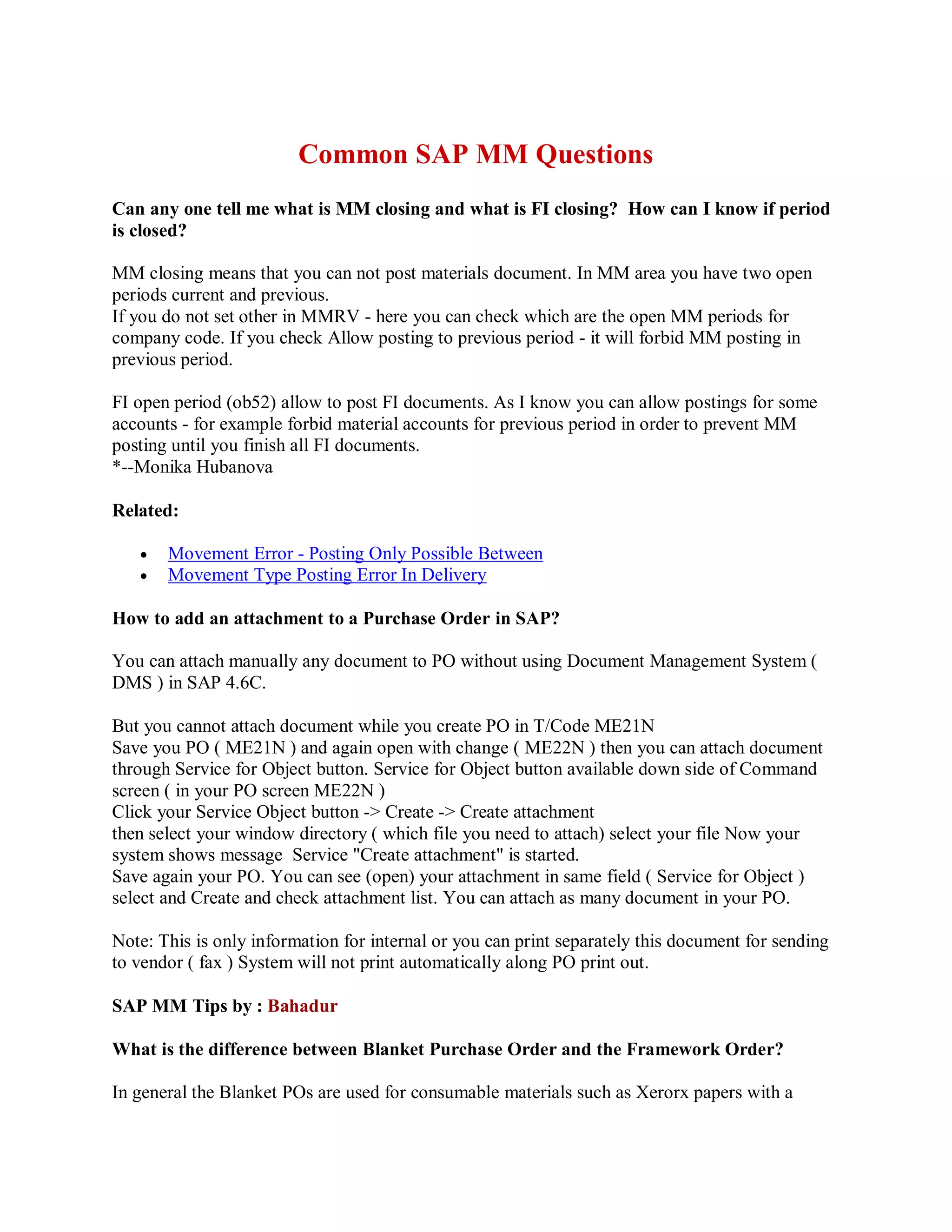 SAP MM Interview Questions | PDF