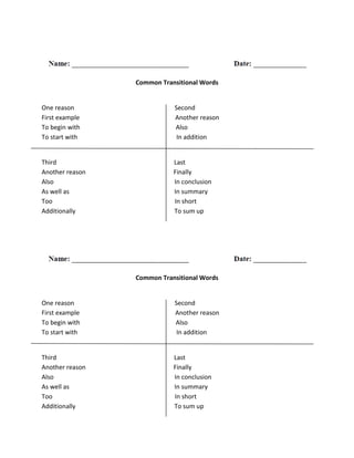 Common transitional-words | PDF