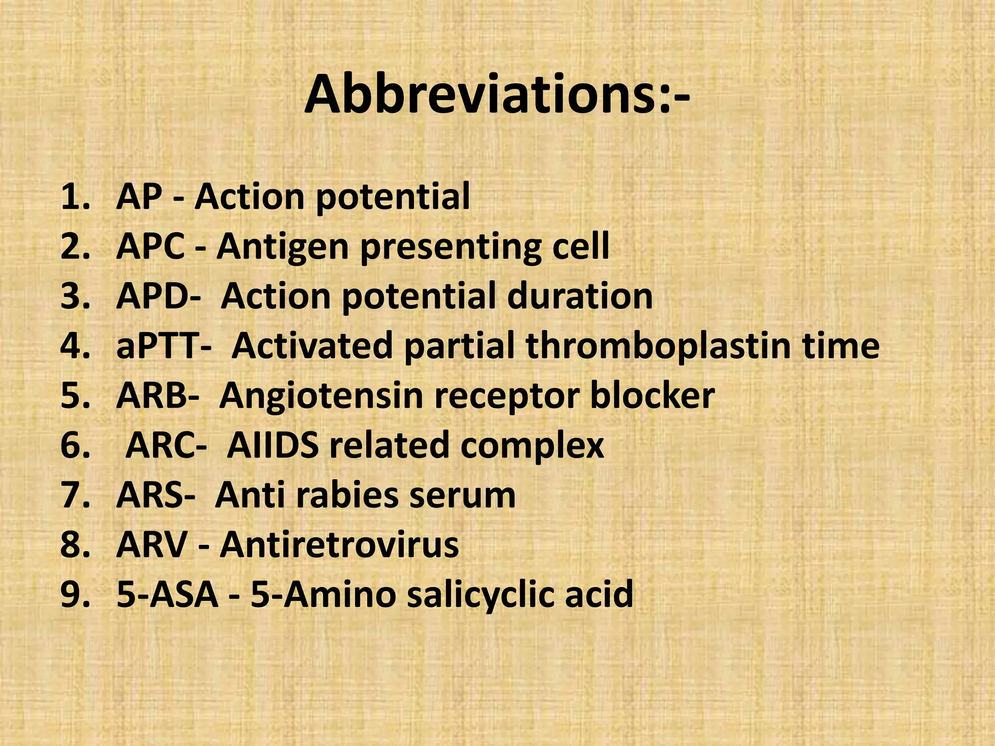 Common abbreviations use in pharmacology | PPTX