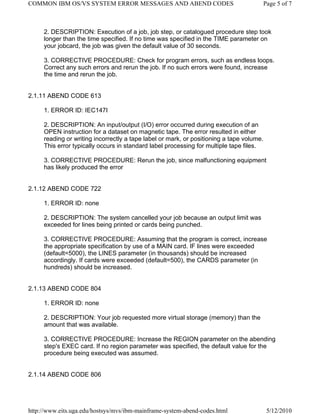 COMMON ABEND CODES | PDF