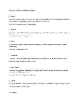 Common Act Vocabulary Words | PDF