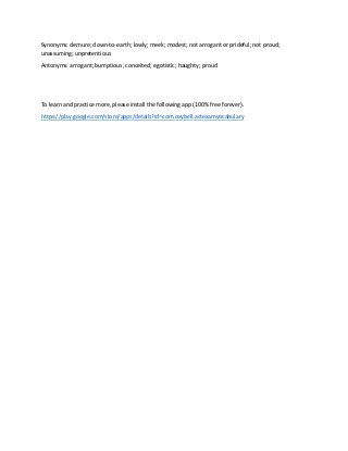 Common Act Vocabulary Words | PDF