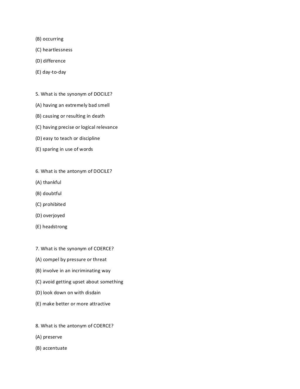 Common Act Vocabulary Words | PDF