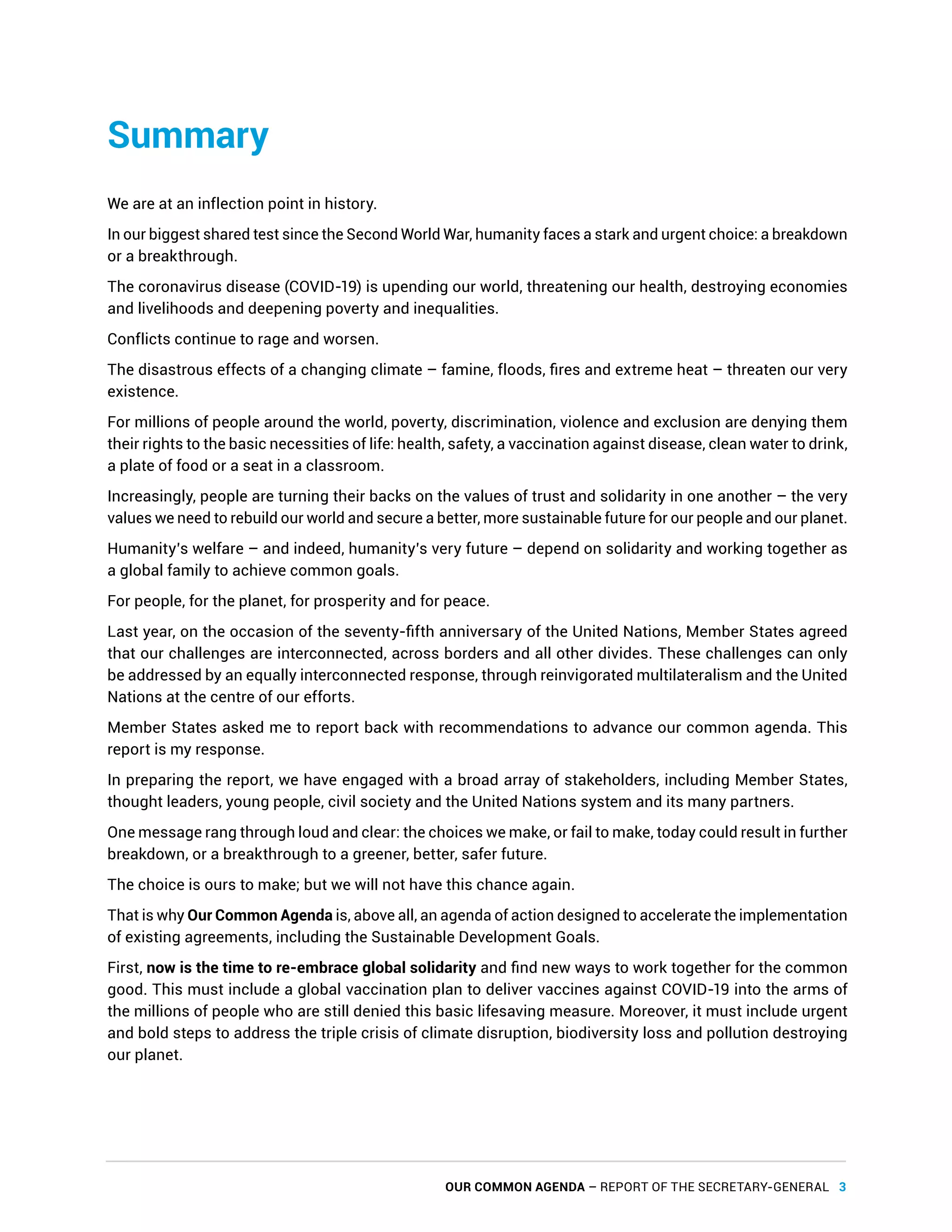 UN Common Agenda Report: The Future of the UN and World: Breakdown or ...