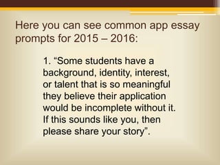 Common App Essay Questions | PPTX