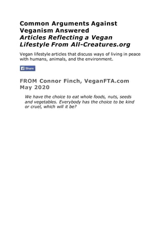 Common arguments against veganism answered | DOCX